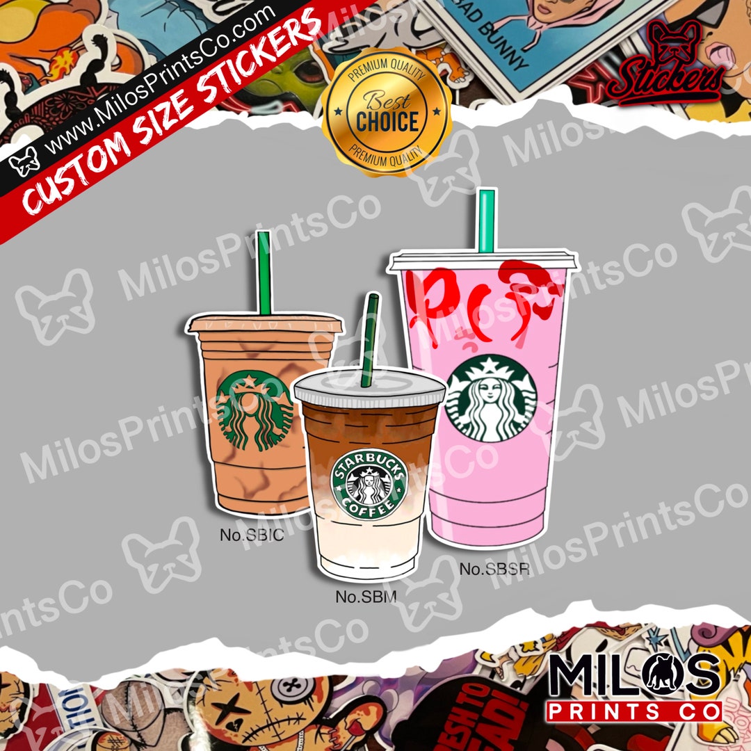 Starbucks Drinks Vinyl Sticker | Strawberry Refresher Drink | Caramel ...