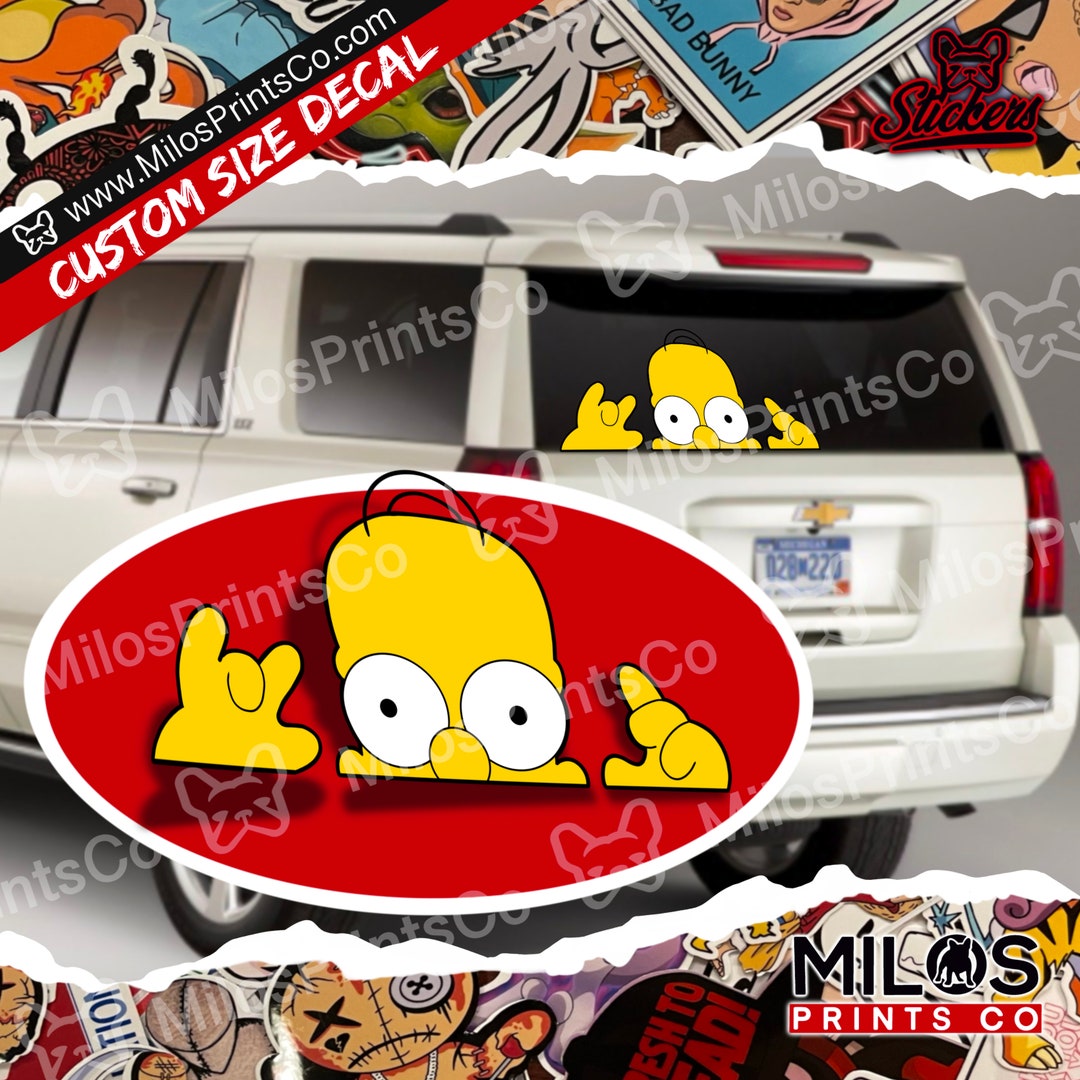 Homer Peeker Car Decal | Cartoon Slap | Vehicle Bumper Decal | Homer ...
