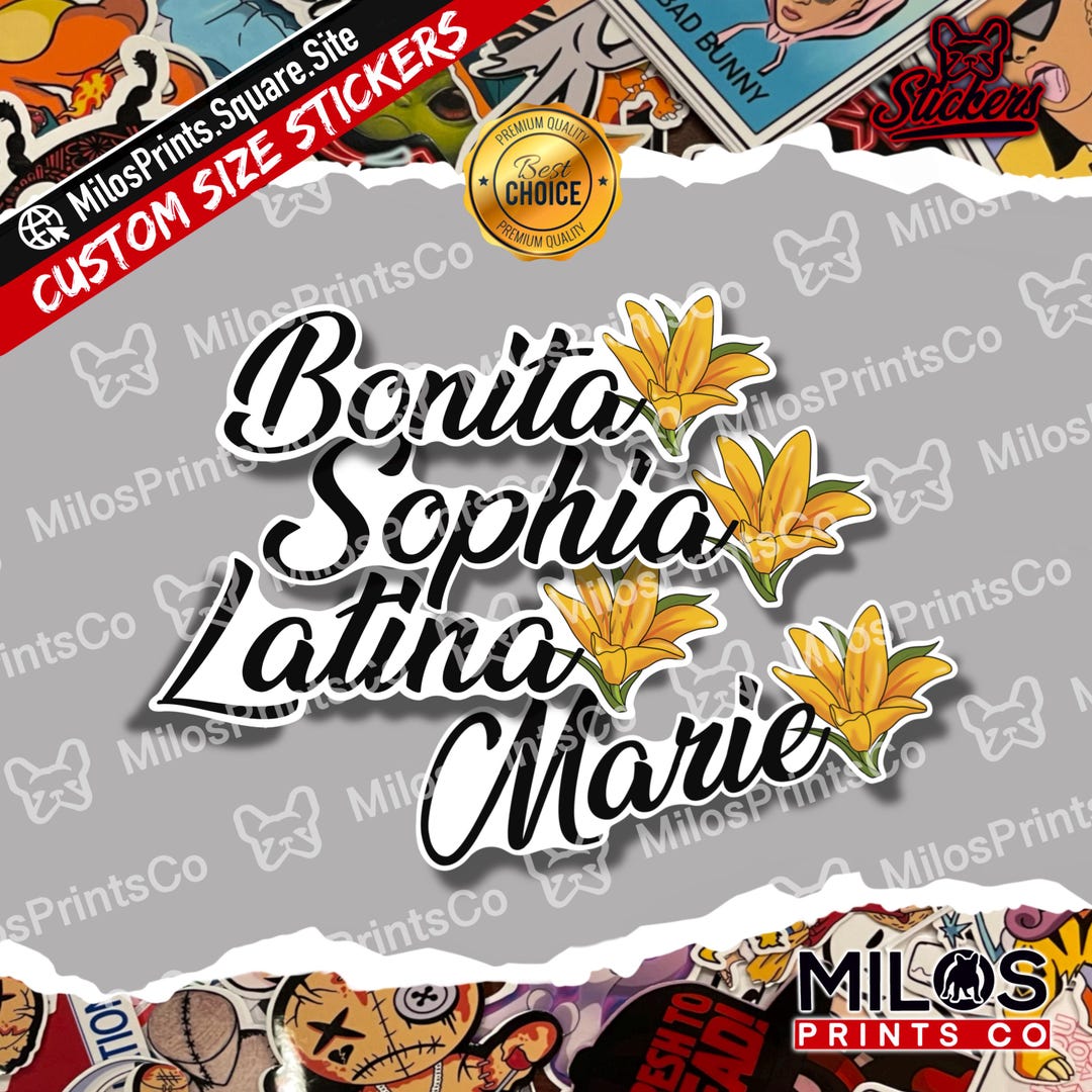 Custom Water Lily Name Sticker | Lily Flower Vinyl Sticker | Custom ...