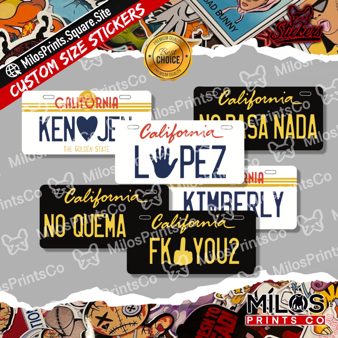 Custom California License Plate Vinyl Sticker | Personalized License ...