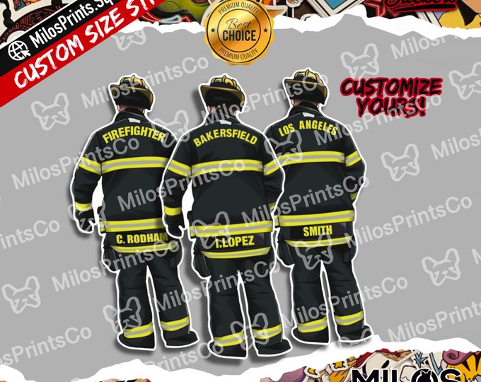 Firefighter Vinyl Sticker | Custom Firefighter Sticker | Firefighter ...