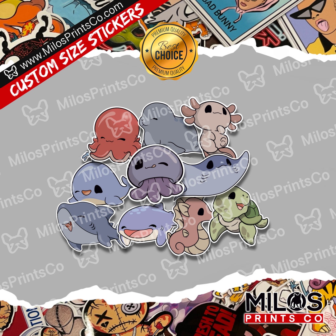 Cute Chibi Sea Animal Vinyl Stickers | Sea Creature Stickers - Etsy