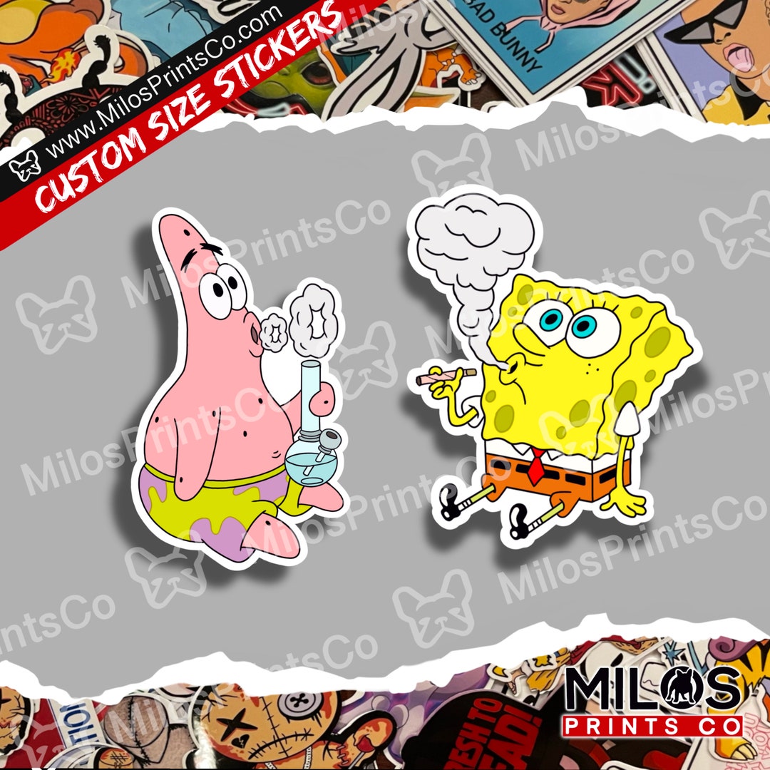 Pothead Sponge and Patrick Stoned Sticker | Pothead Patrick Diecut ...