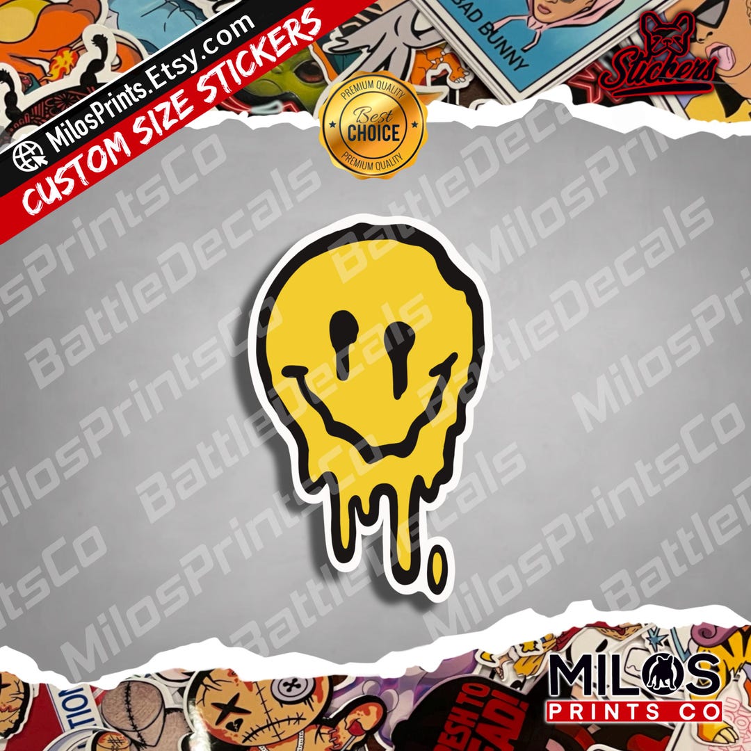 Dripping Smile Vinyl Sticker | Droopy Smile Decal - Etsy