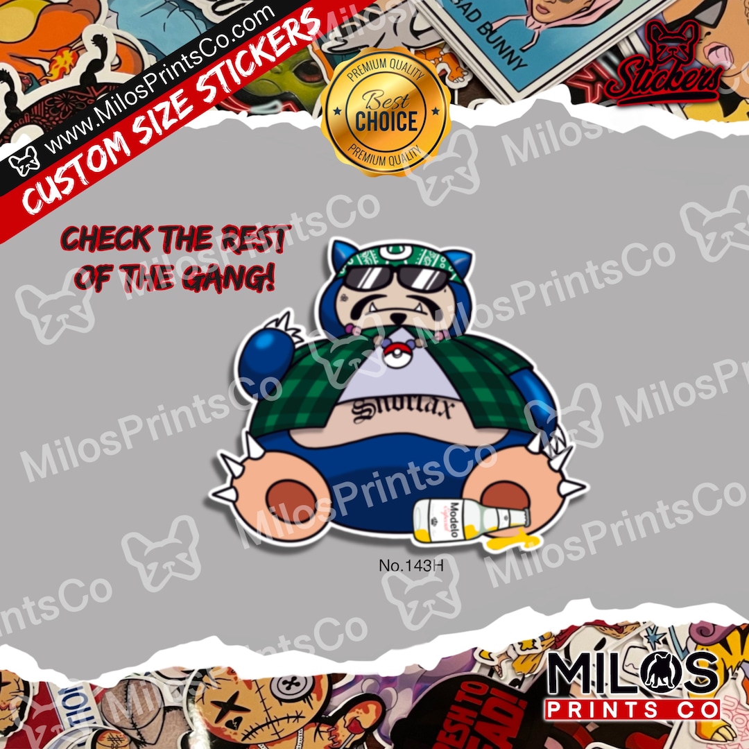 Homie Snorlax Sticker | Snorlax X Gangster Sticker | Snorlax Cross ...