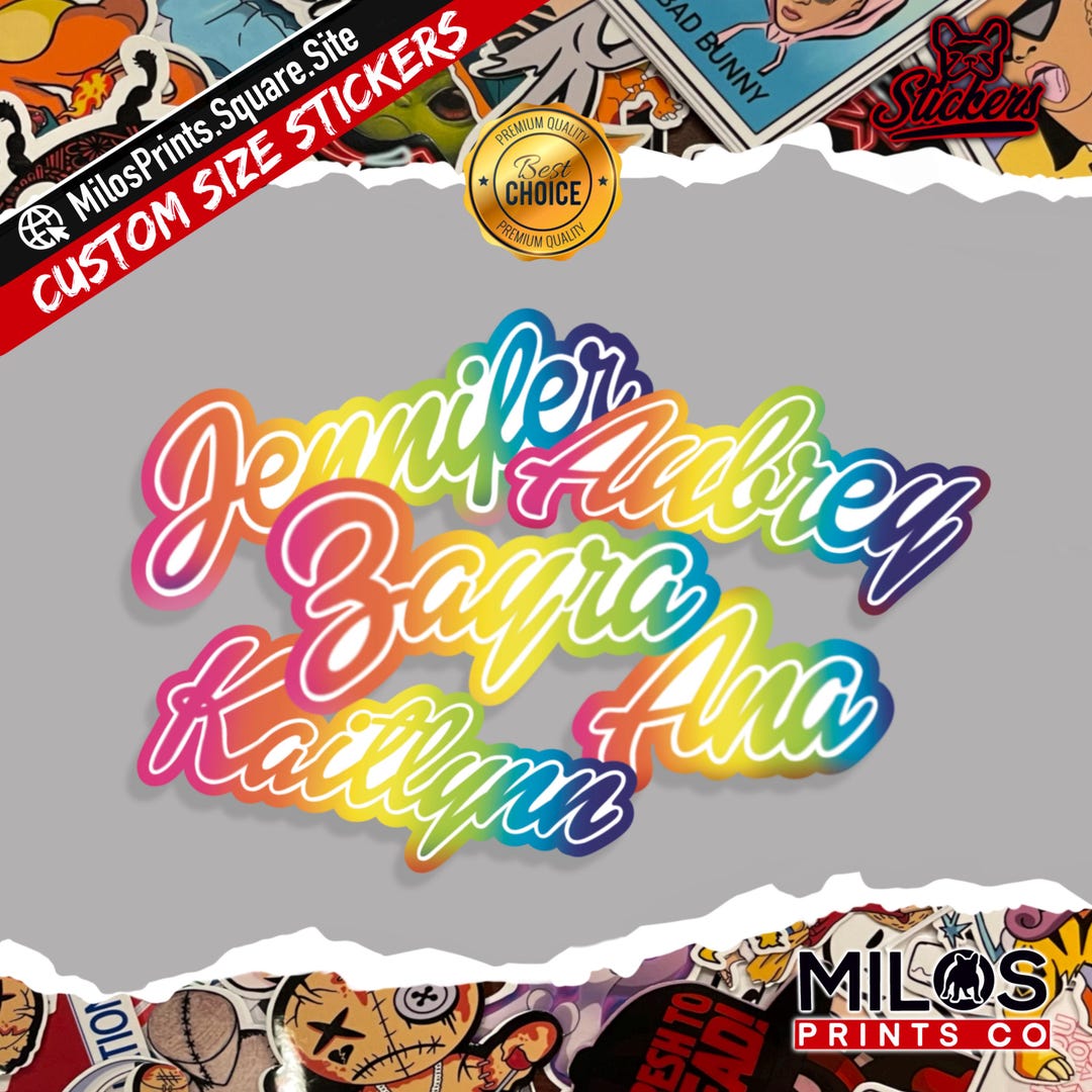 Personalized 90s Rainbow Name Vinyl Stickers | Custom Neon Name Stckers ...