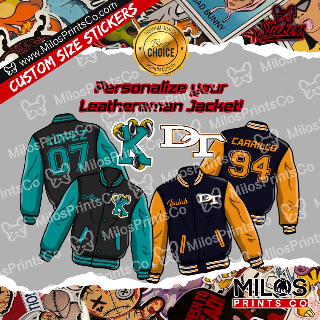Custom Leatherman Jacket Vinyl Sticker | Personalized High School ...