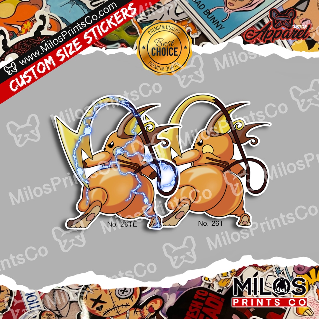 Thicc Raichu Pokémon Sticker | Raichu Big Booty Vinyl Sticker | Flask ...