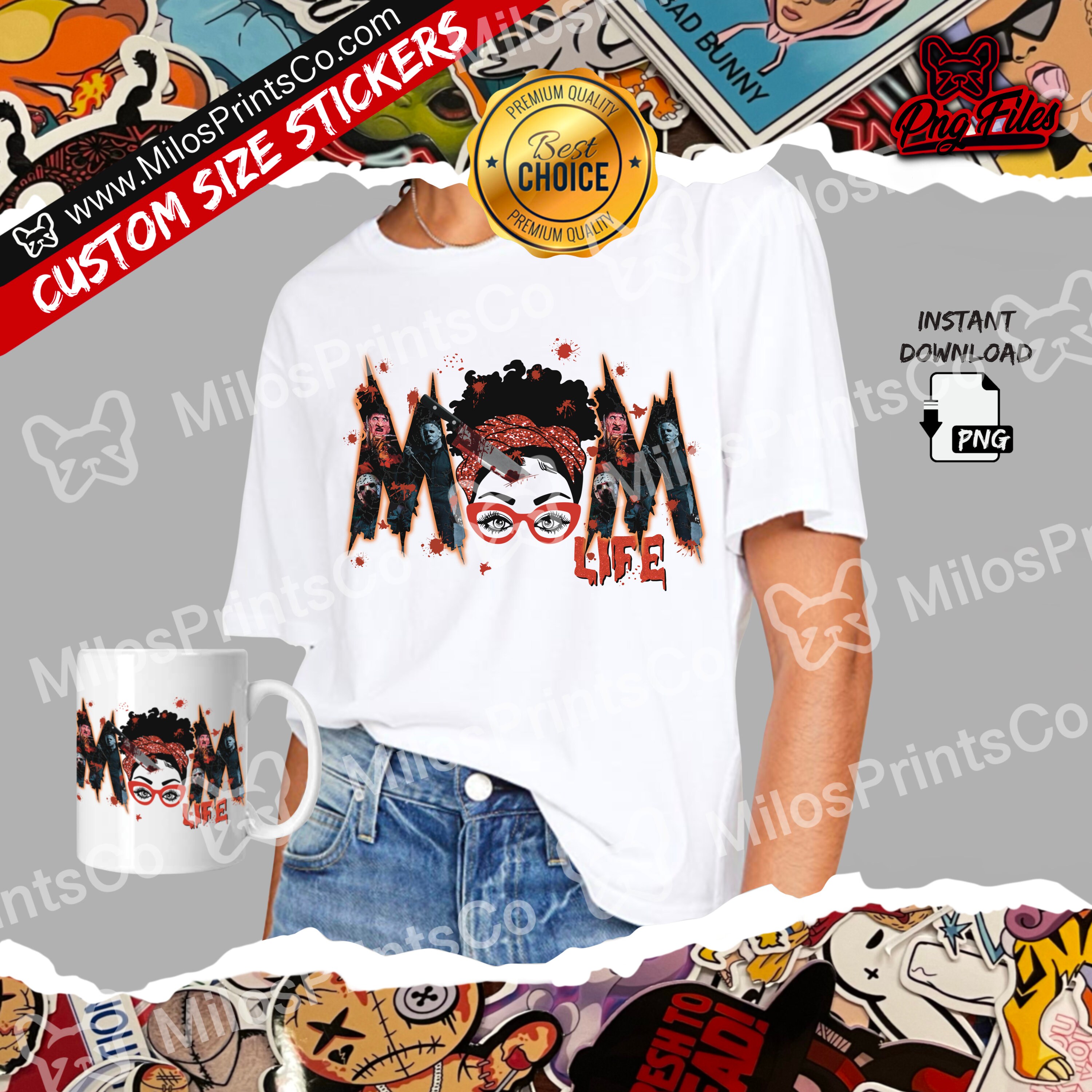 3 Freddy Vs Jason Halloween Mom Life PNG Cut File | Halloween Jason ...