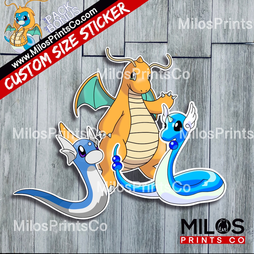 Dratini Dragonair Dragonite Evolution Sticker Pack Pokémon Vinyl Diecut ...