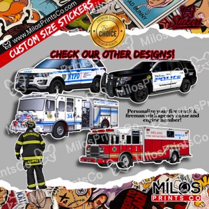 Fire Engine Vinyl Sticker | Fire Truck Sticker | Firefighter Sticker ...