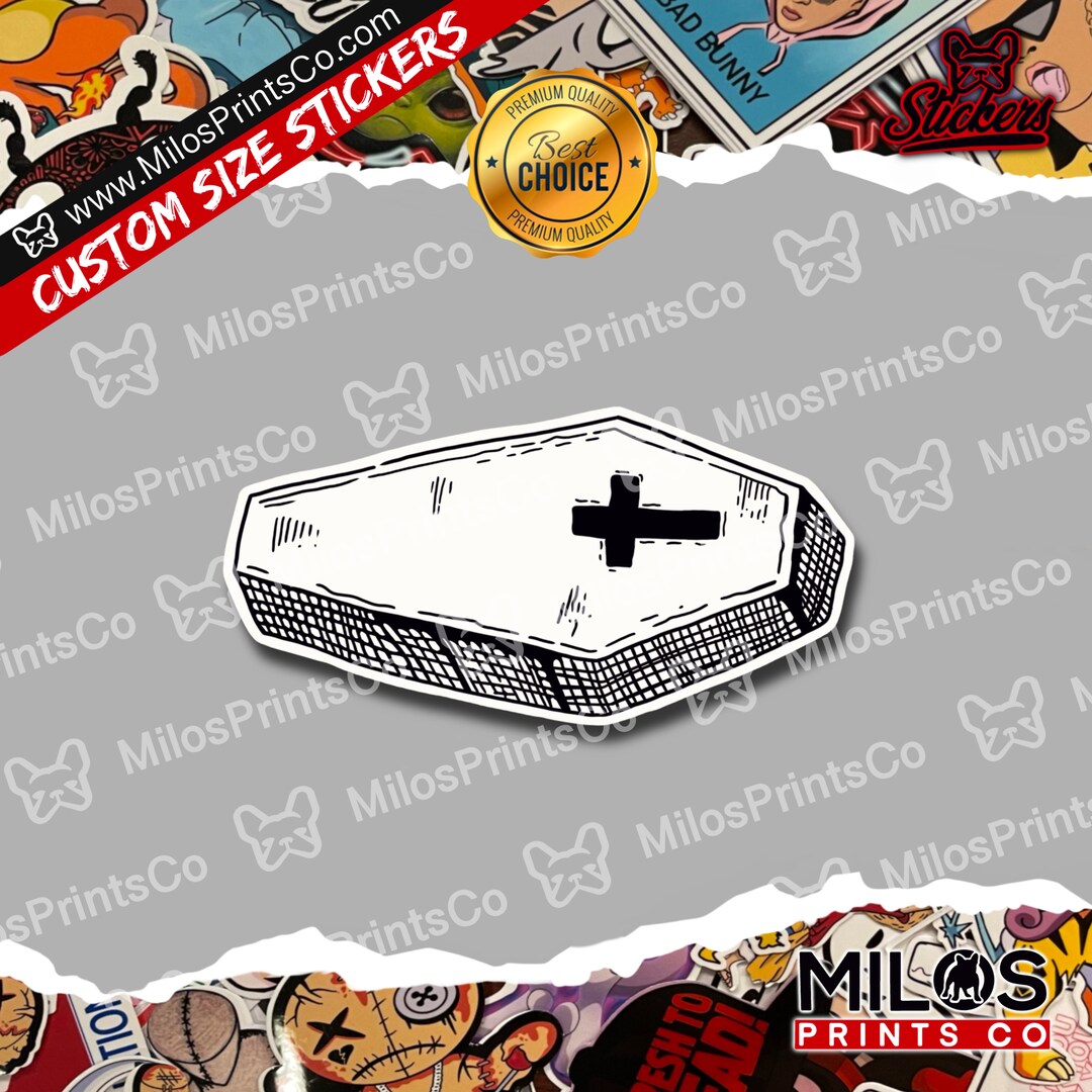 Black and White Coffin Vinyl Sticker | Dark Coffin Vinyl Sticker ...