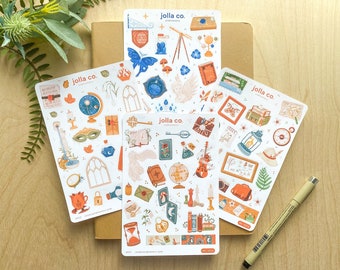 Whimsical Academia Sticker Sheet for Bullet Journaling, Planners ...