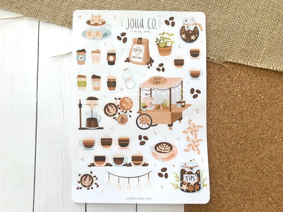 Cafe Coffee Stand Sticker Sheet for Bullet Journals - Etsy