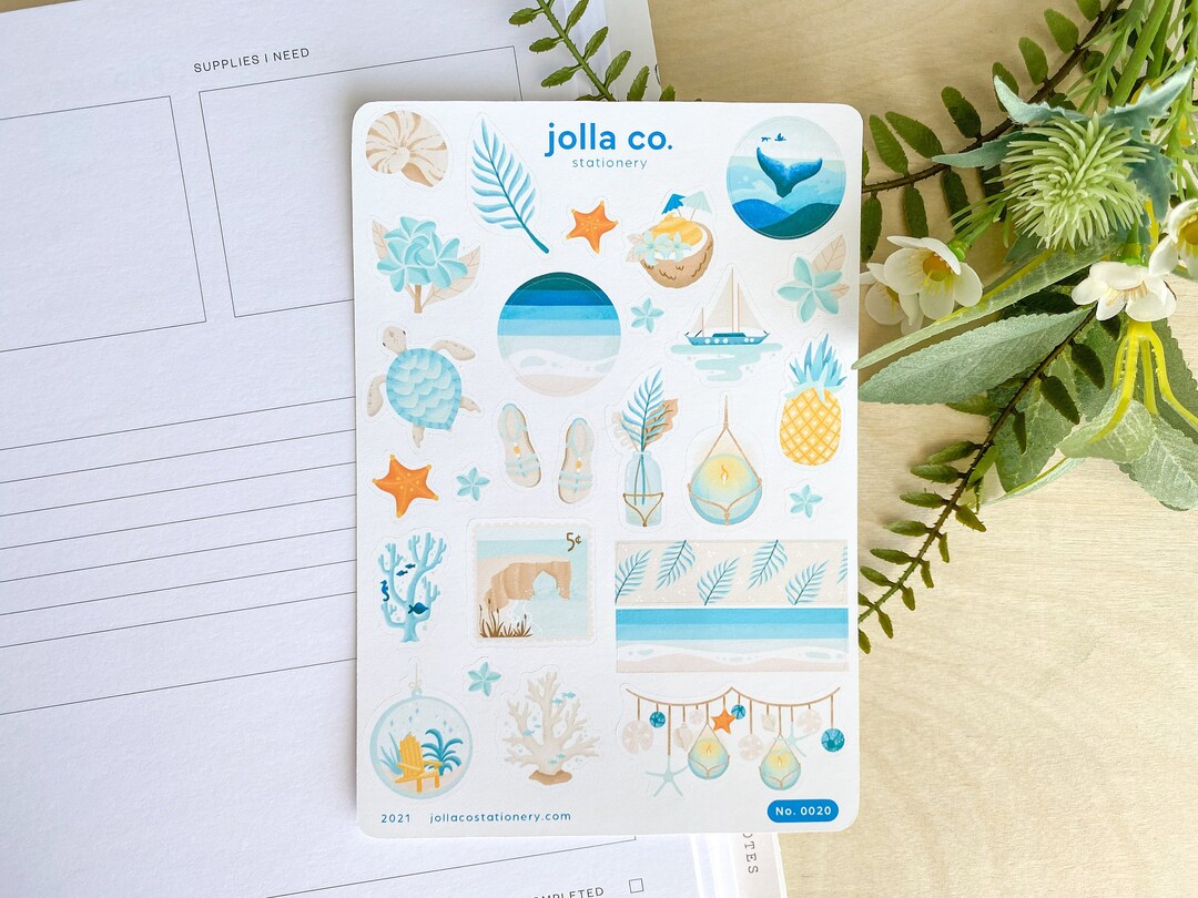 Oceanside Beach Sticker Sheets for Bullet Journals, Planners, and ...
