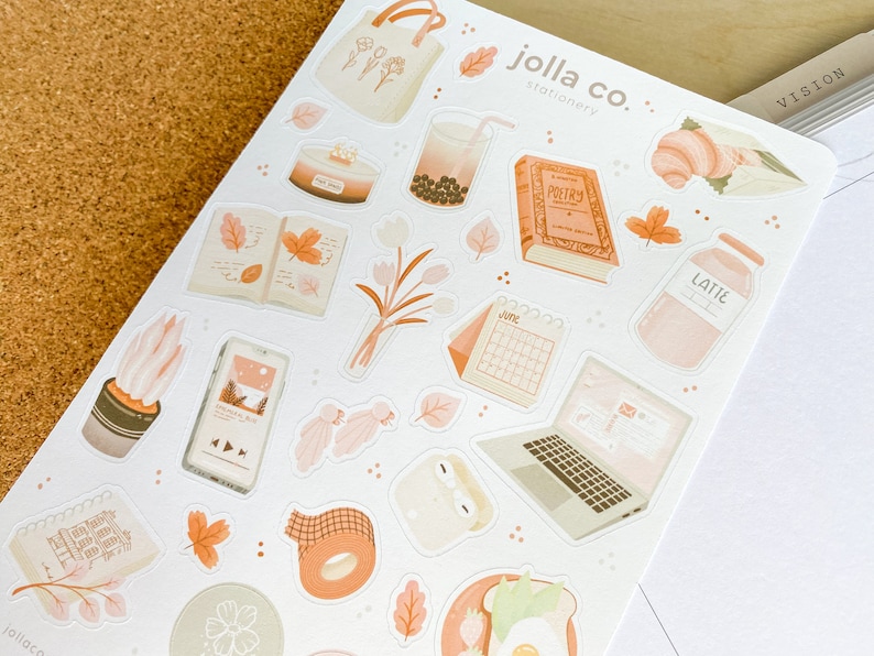 Chill and Cute Aesthetic Sticker Sheet for Bullet Journals - Etsy