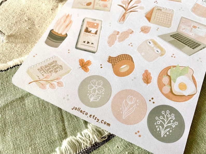 Chill and Cute Aesthetic Sticker Sheet for Bullet Journals | Etsy