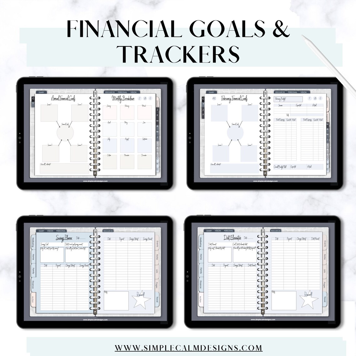 Undated Digital Planner With Hyperlinks & Matching Digital - Etsy