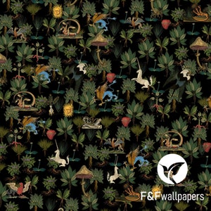 Dark Wallpaper, Magic Plant and Animal Wall, Occult Wall Mural, Wall ...