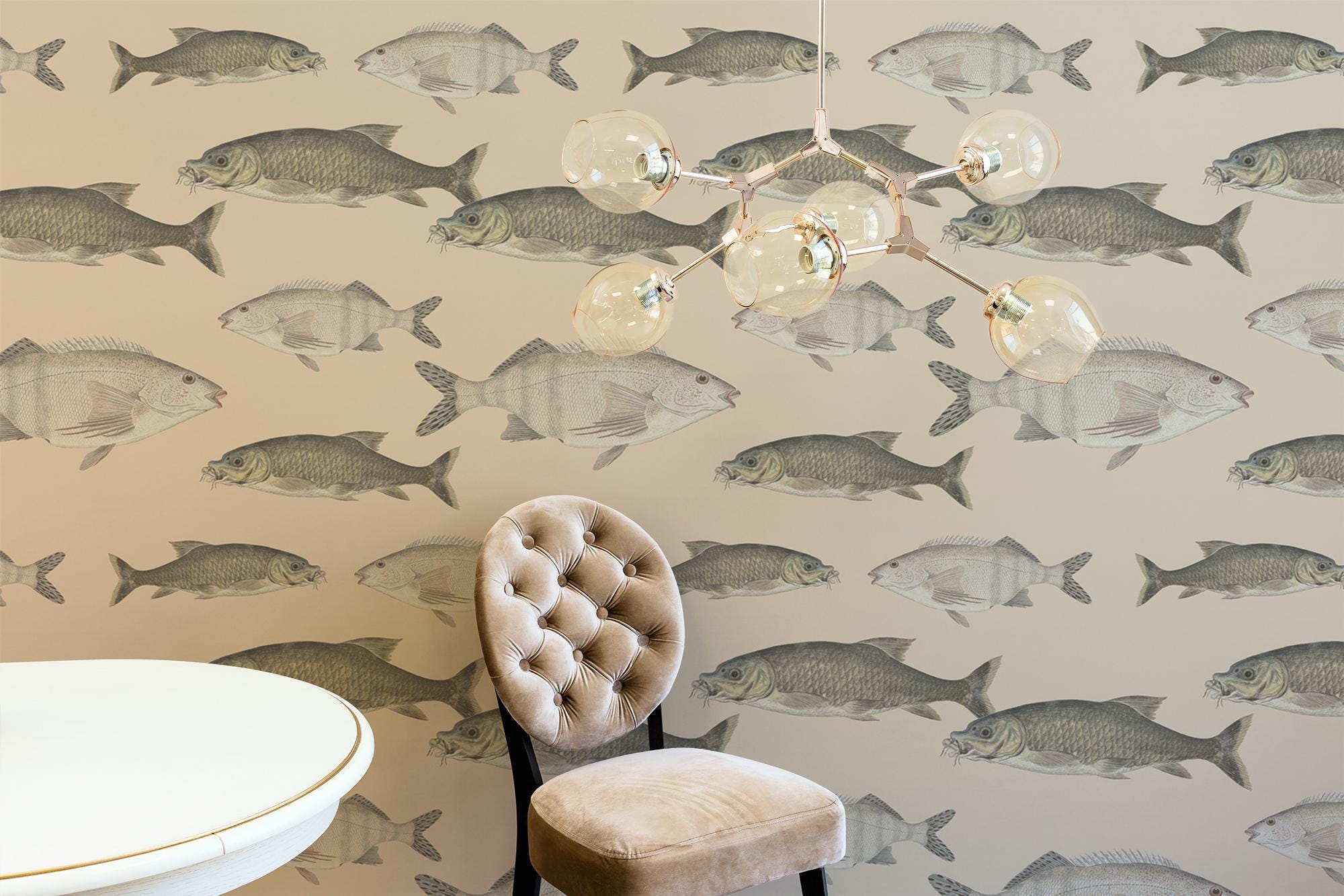 Vintage Fish Wallpaper, Classic Underwater Wall Art, Animal Home Decor ...