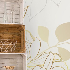 Floral Gold Wallpaper Rose Flowers Wall Mural Self Adhesive - Etsy