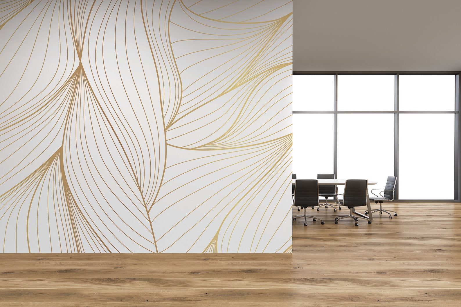 Gold Abstract Line Art Wallpaper, Luxury Pattern, Wall Mural, Peel and ...