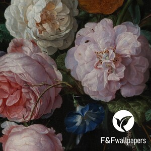 Floral Baroque Vintage Wallpaper, Dark Flower Wall Mural, Victorian ...
