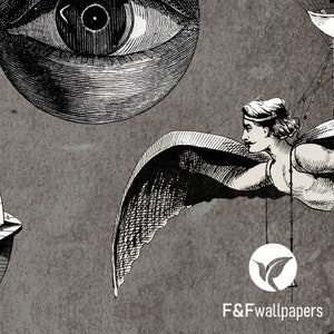 Black and White Skeleton Wallpaper, Wall Mural, Wainscoting Wall ...