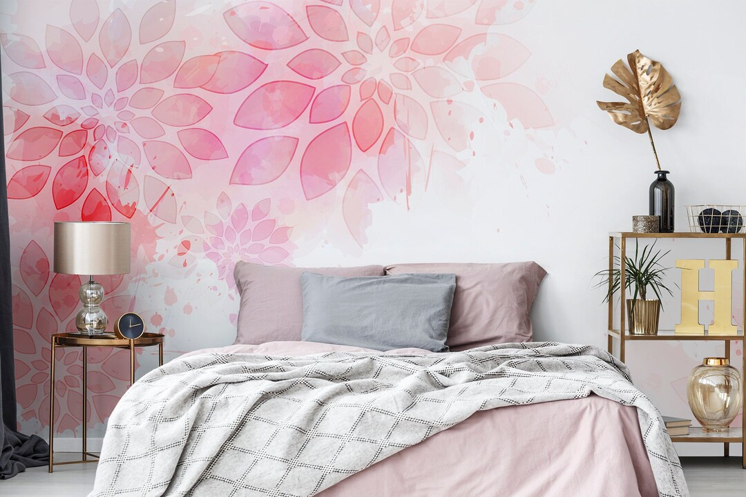 Abstract Wallpaper With Floral, Wall Mural, Peel and Stick, Self ...