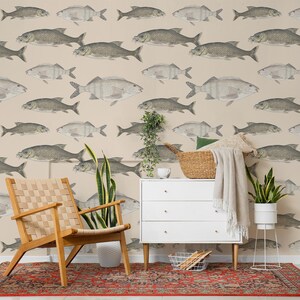 Vintage Fish Wallpaper, Classic Underwater Wall Art, Animal Home Decor ...