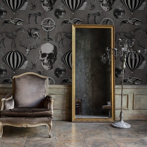 Black and White Skeleton Wallpaper, Wall Mural, Wainscoting Wall ...