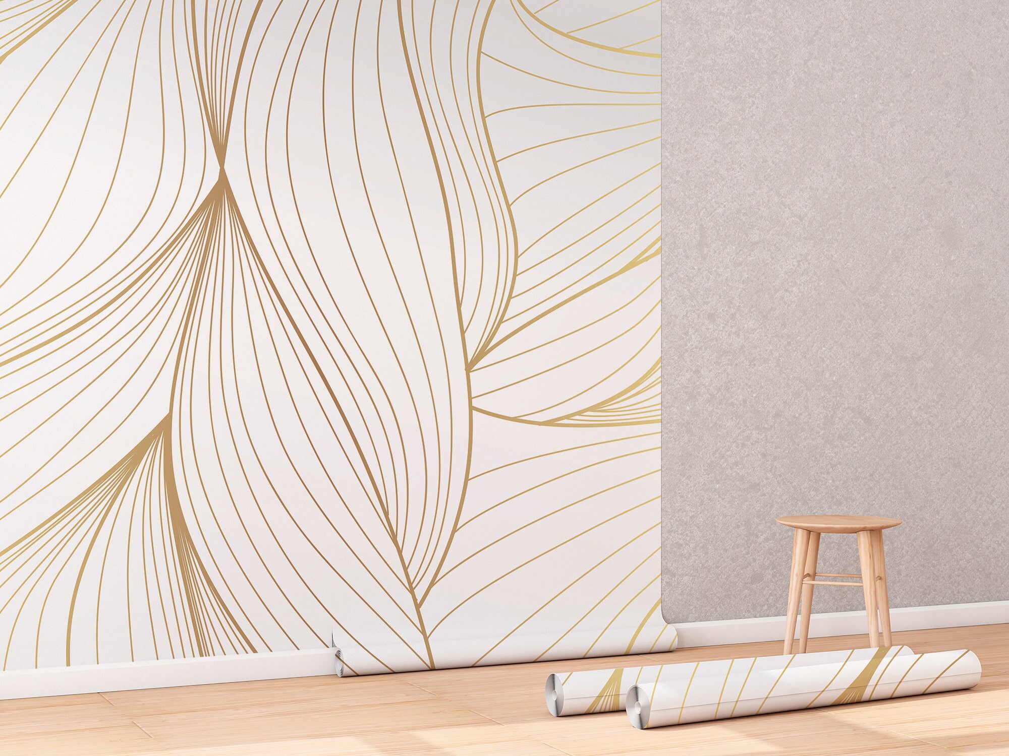 Gold Abstract Line Art Wallpaper Luxury Pattern Wall Mural | Etsy