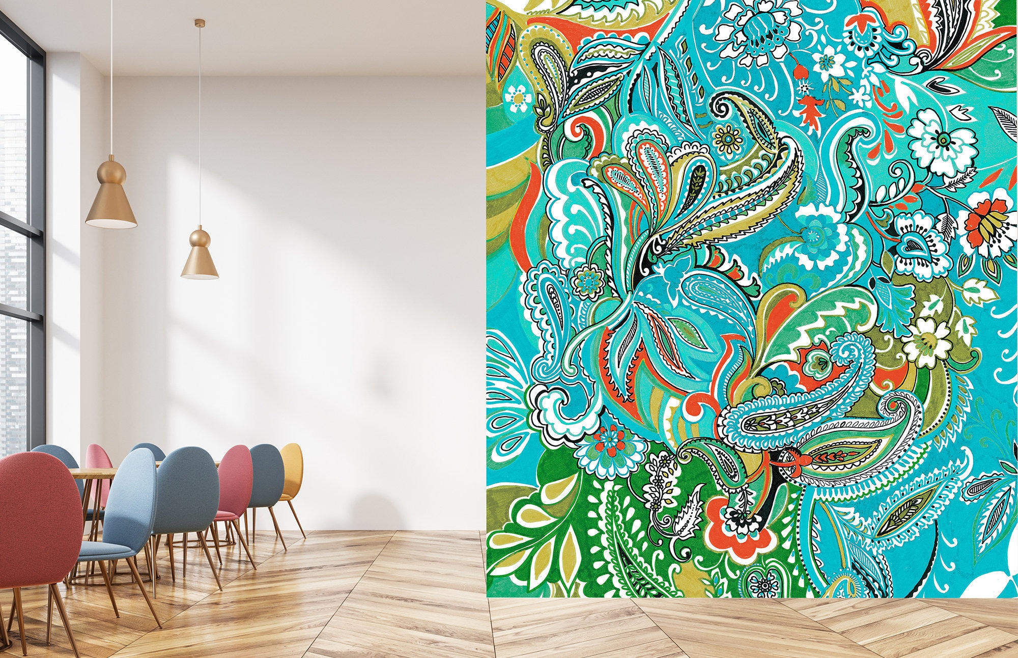 Colorful Paisley Wallpaper Wall Mural Peel and Stick Self - Etsy