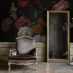 Floral Baroque Vintage Wallpaper, Dark Flower Wall Mural, Victorian ...