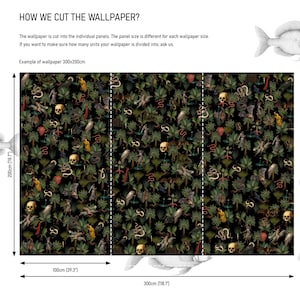 Dark Wallpaper, Magic Animal and Skeleton Wall, Occult Wall Mural, Wall ...