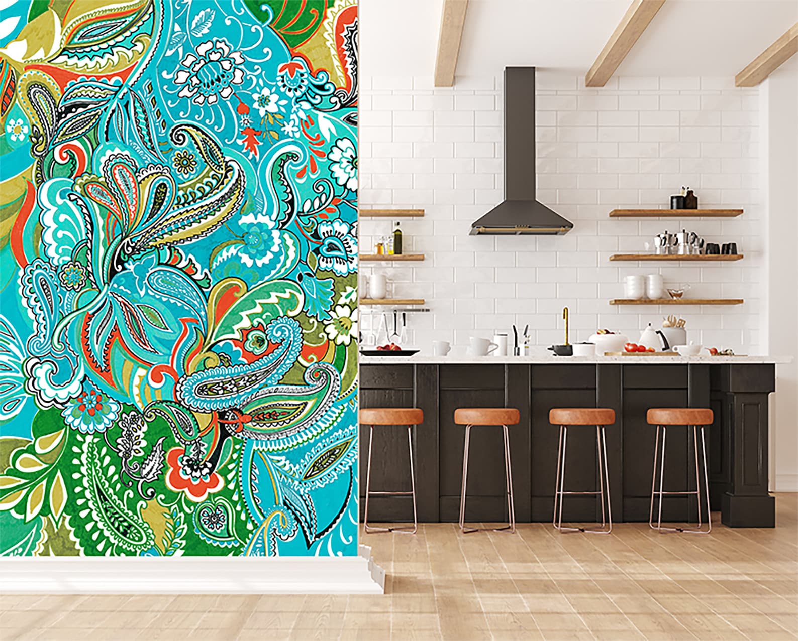 Colorful Paisley Wallpaper Wall Mural Peel and Stick Self | Etsy