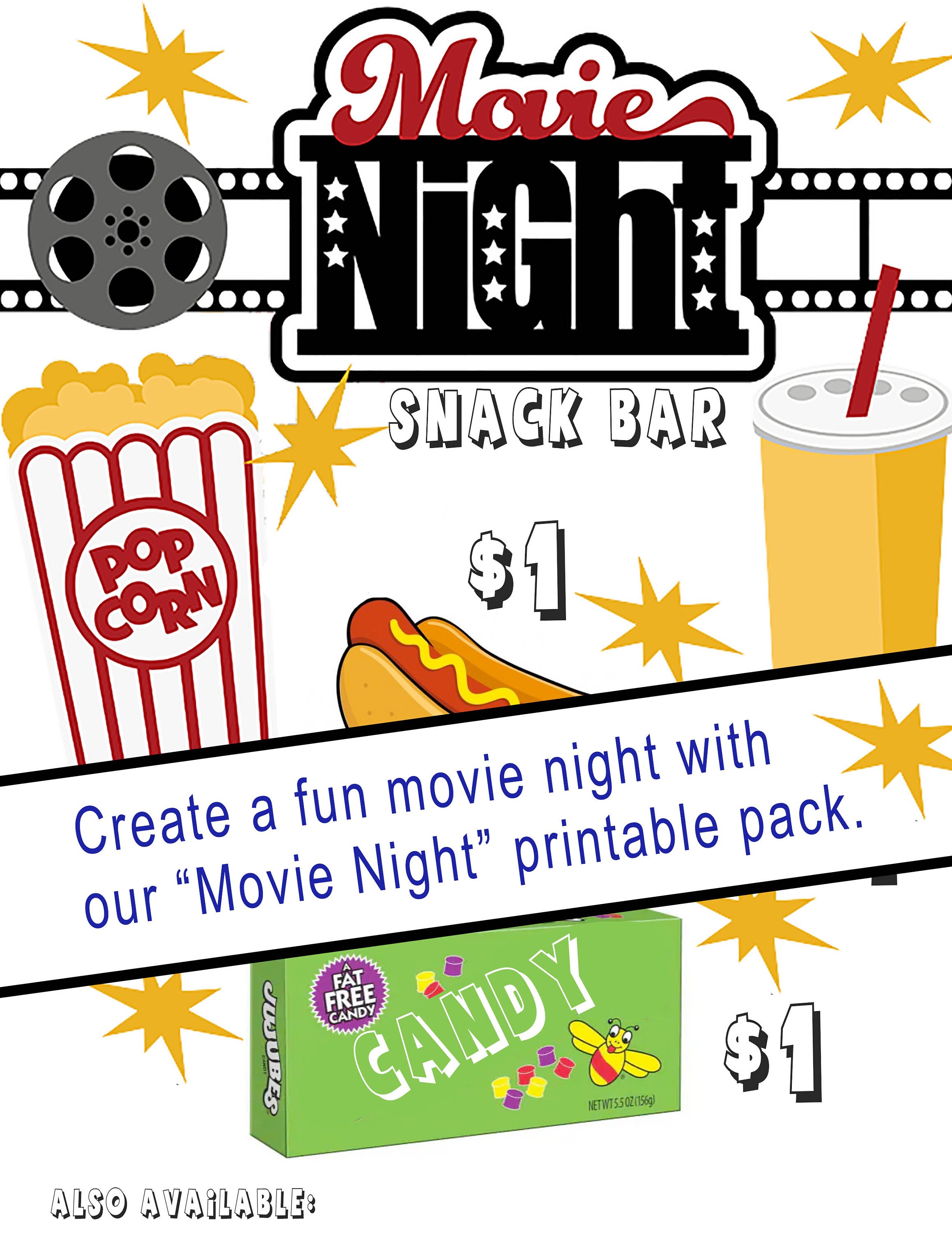 Movie Night Printables | Homeschool | Rainy Day - Etsy