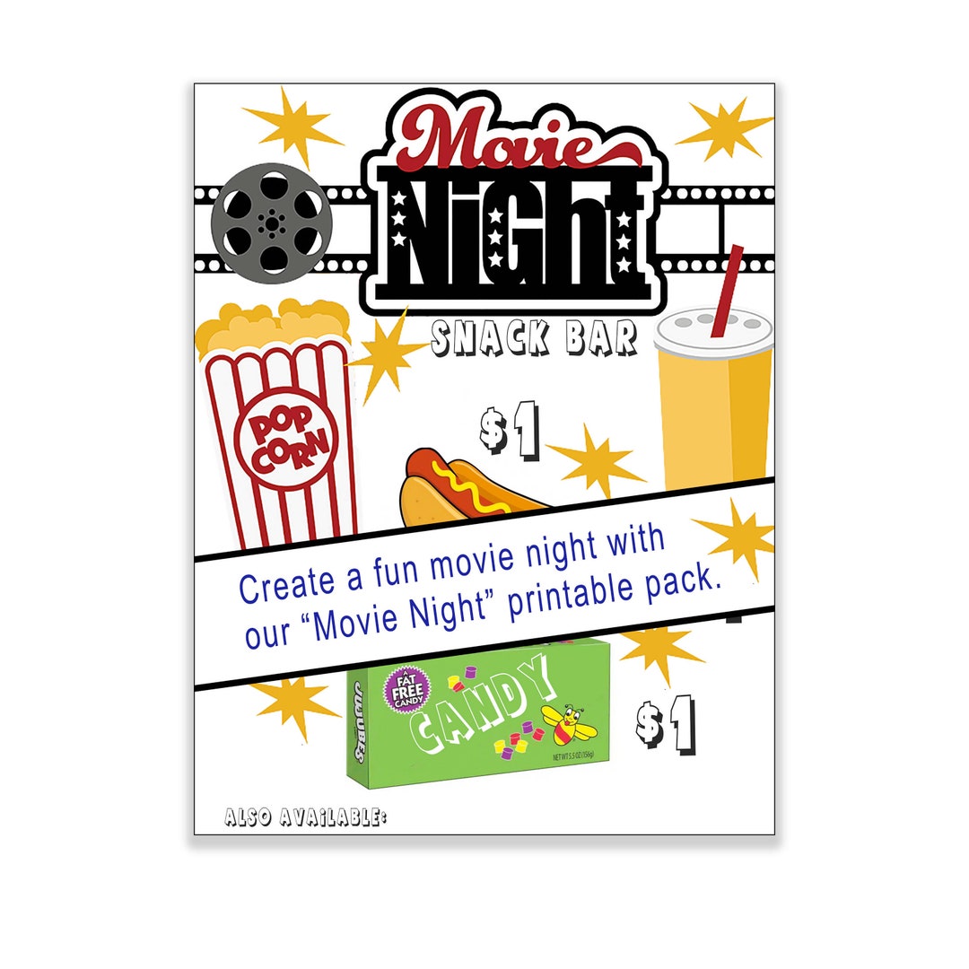 Movie Night Printables | Homeschool | Rainy Day - Etsy