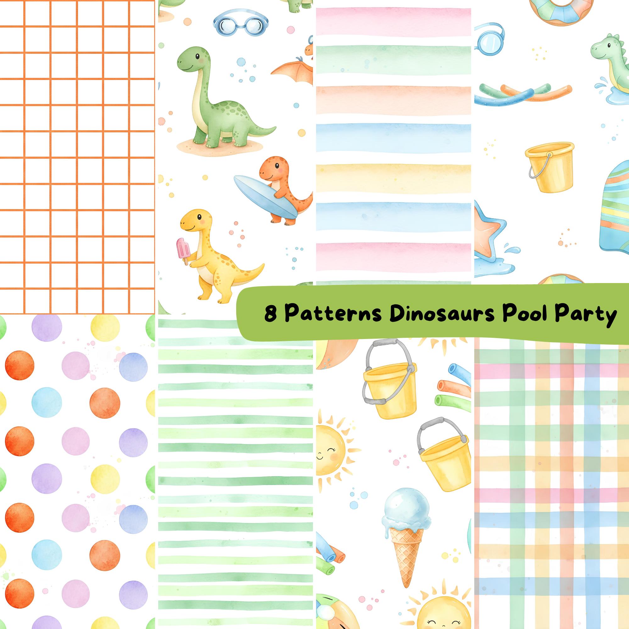 Dino Pool Party Clipart, Dino Pool Party Clipart, Dinosaur Pool Party ...