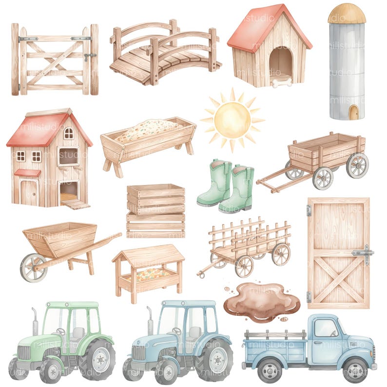 Farm Animal Clipart, Farm Watercolor Clipart, Farm Animals PNG ...