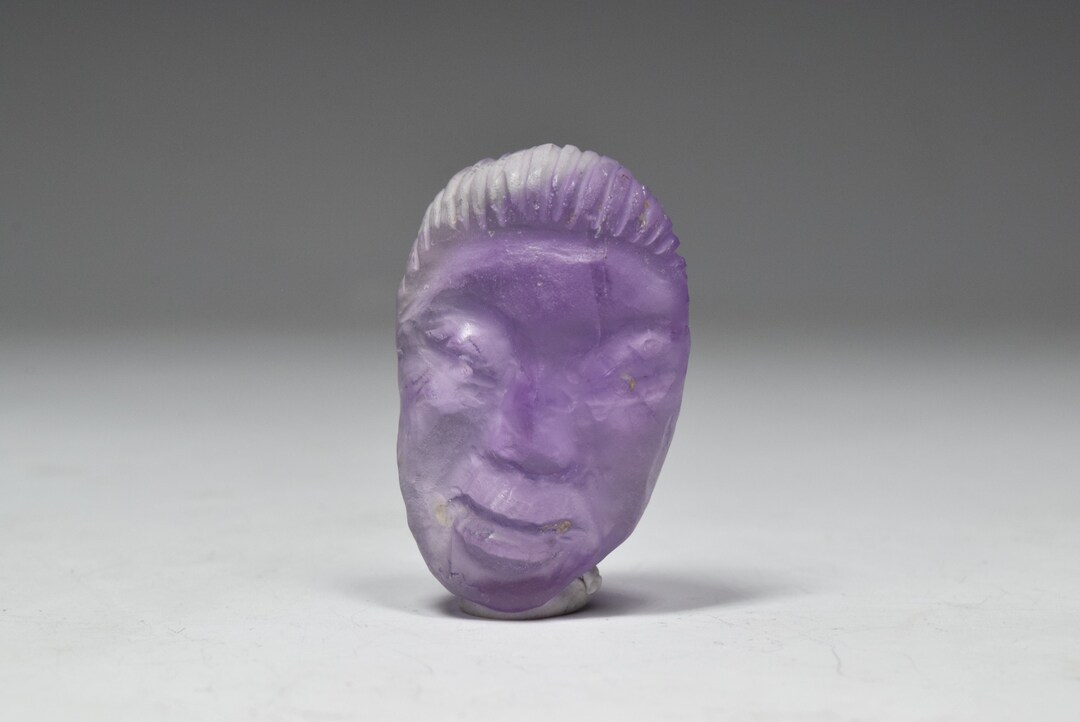 Vintage Collection Old Rare Carved Purple Amethyst Man Face Tiny ...