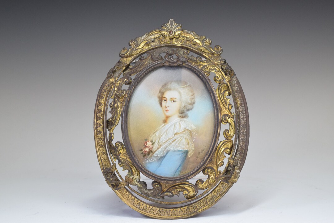 Vintage Collection Old Hand Painted Portrait Beautiful Lady Artist ...