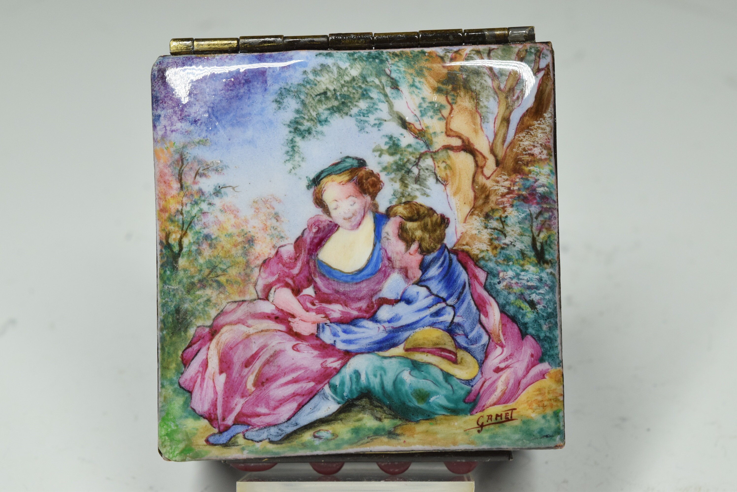 Vintage Collection Hand Painted Couple Theme Enameling Artist Signed ...