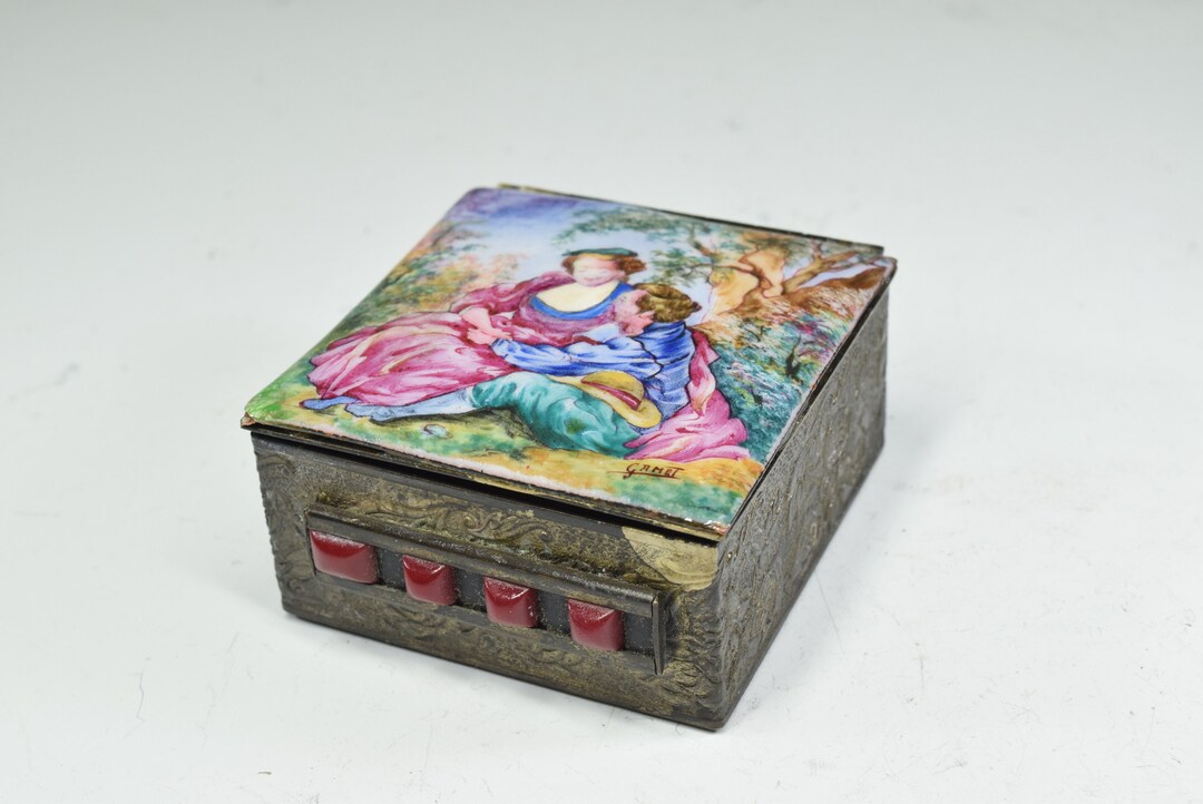 Vintage Collection Hand Painted Couple Theme Enameling Artist Signed ...