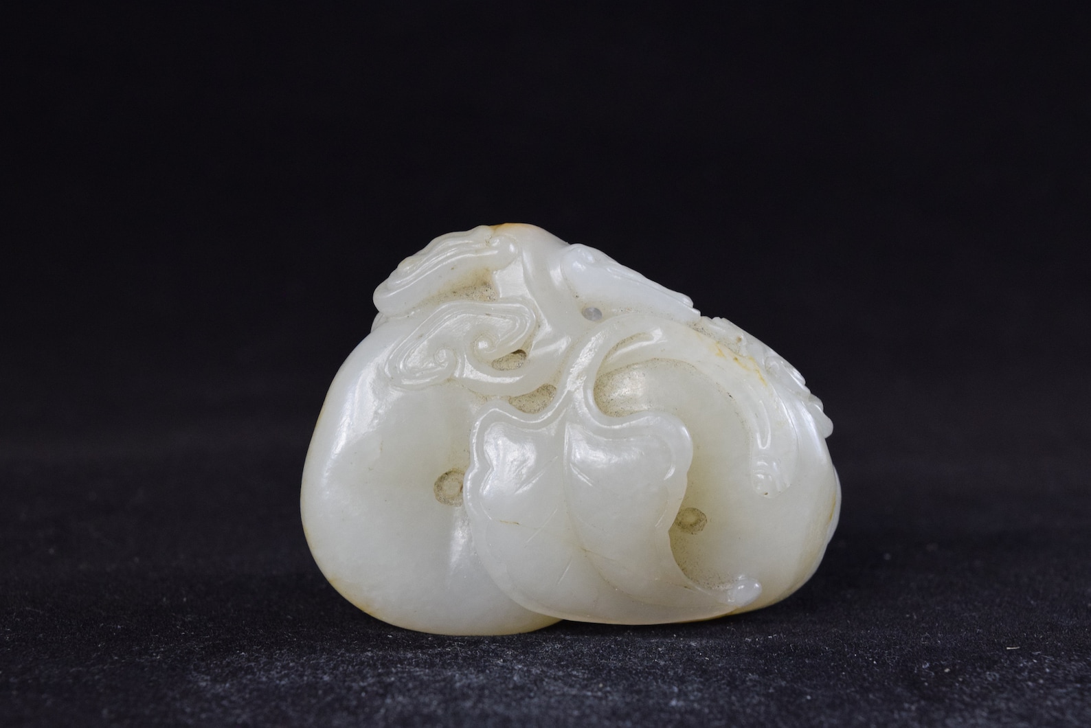 Chinese Collection Carved White Jade Double Persimmon With Ruyi "柿柿如意 ...