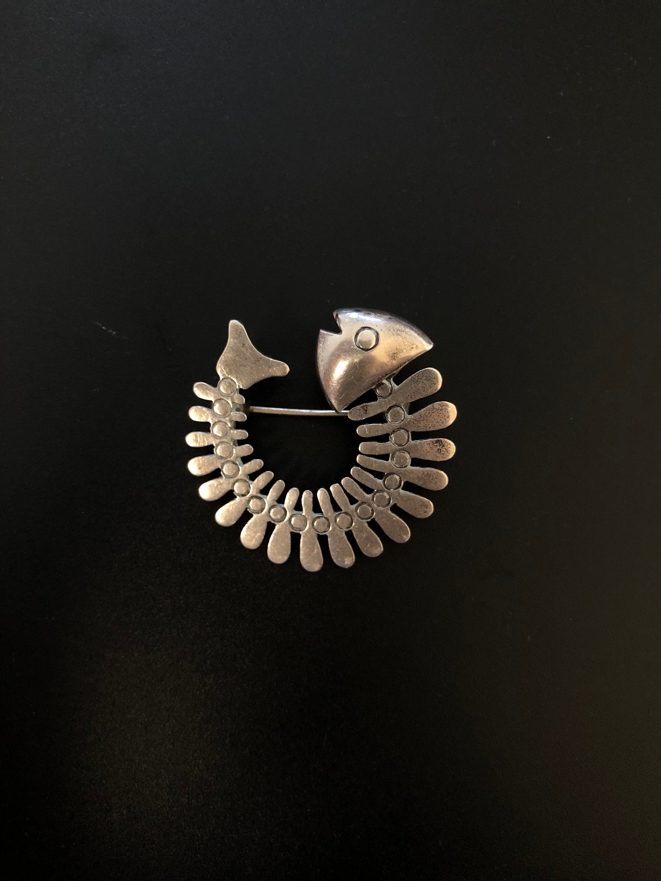 Vintage Sterling Silver Signed Fish Bone Brooch - Etsy