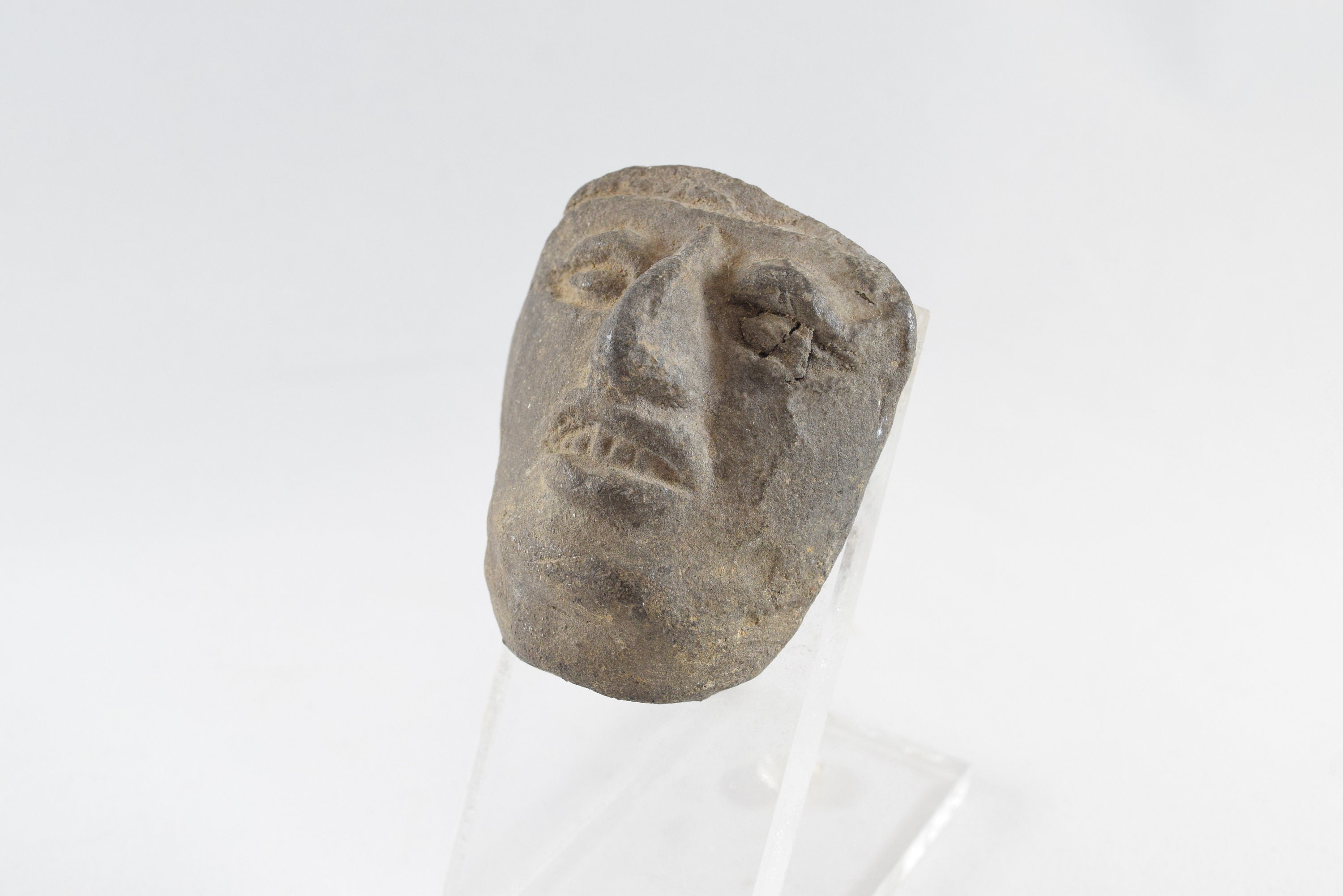 Vintage Maya Mexico Maya Face Mask Human's Head Pottery Status With ...