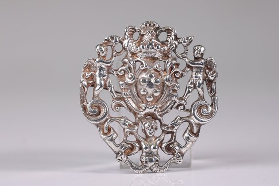 Vintage Cini-Style Art Nouveau Silver Angels Pin Broo… - Gem
