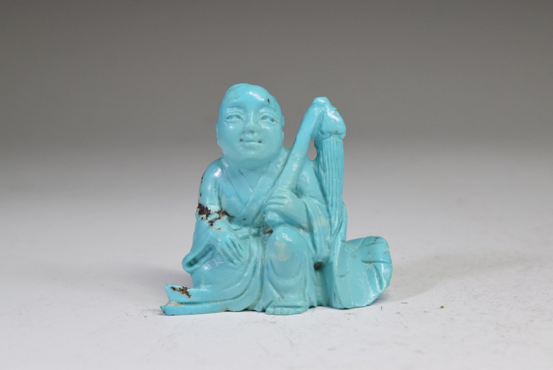 Vintage Collection Chinese Style Well Carved Blue Turquoise Child ...