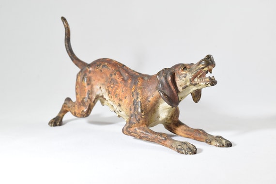 Vintage Rare Color Painted Heavy Weight Bronze Dog Figure | Etsy